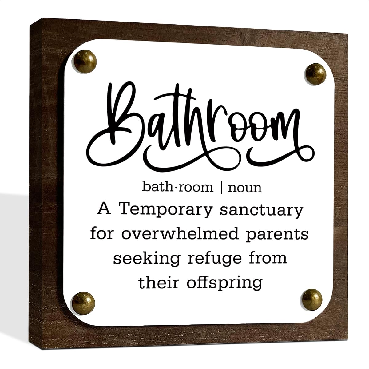 Amazon.com: Bathroom Wood Sign, Box Wood Plaques Desk Décor, Bathroom ...