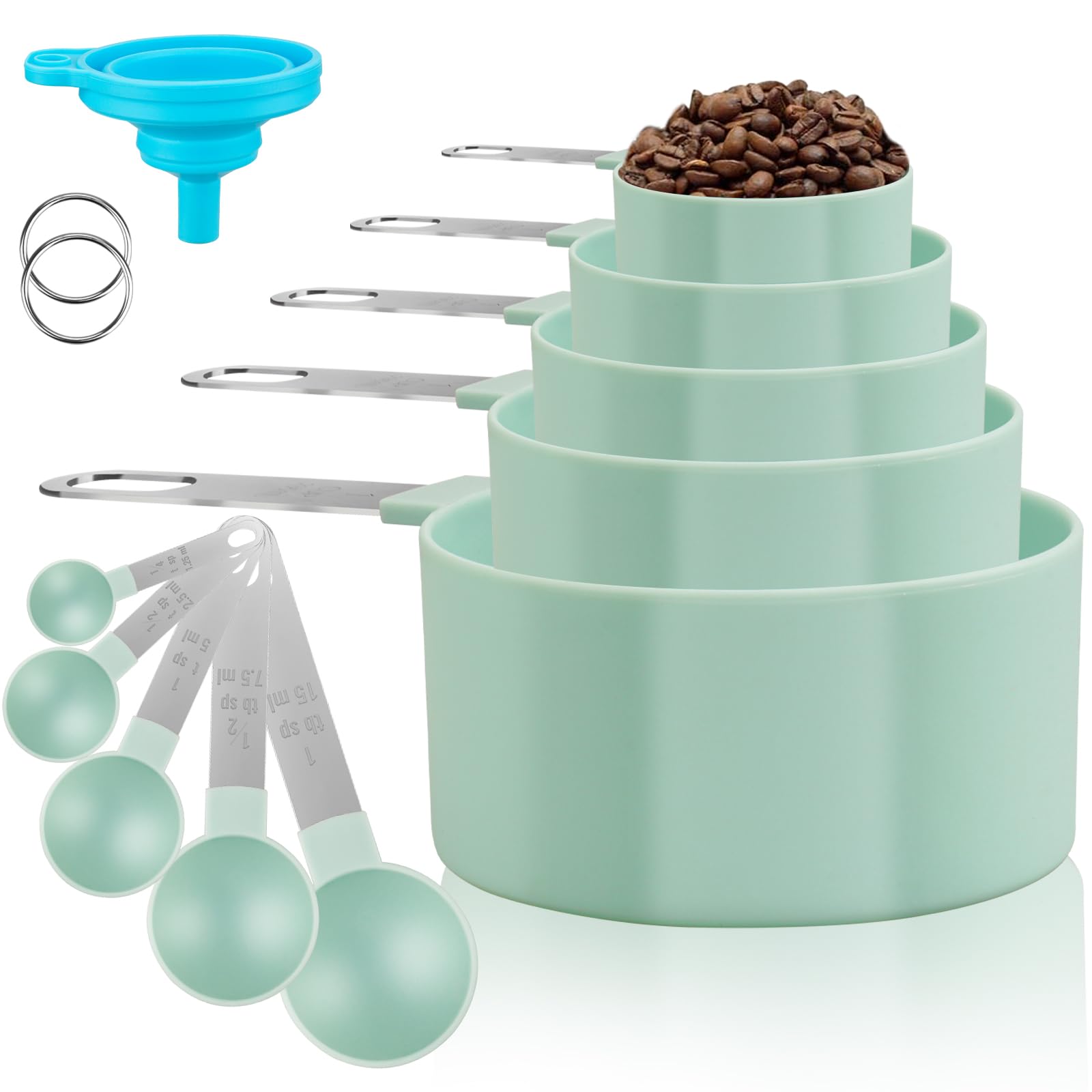 zeyedemo 11PCS Measuring Cups and Spoons Set Durable Stackable ...