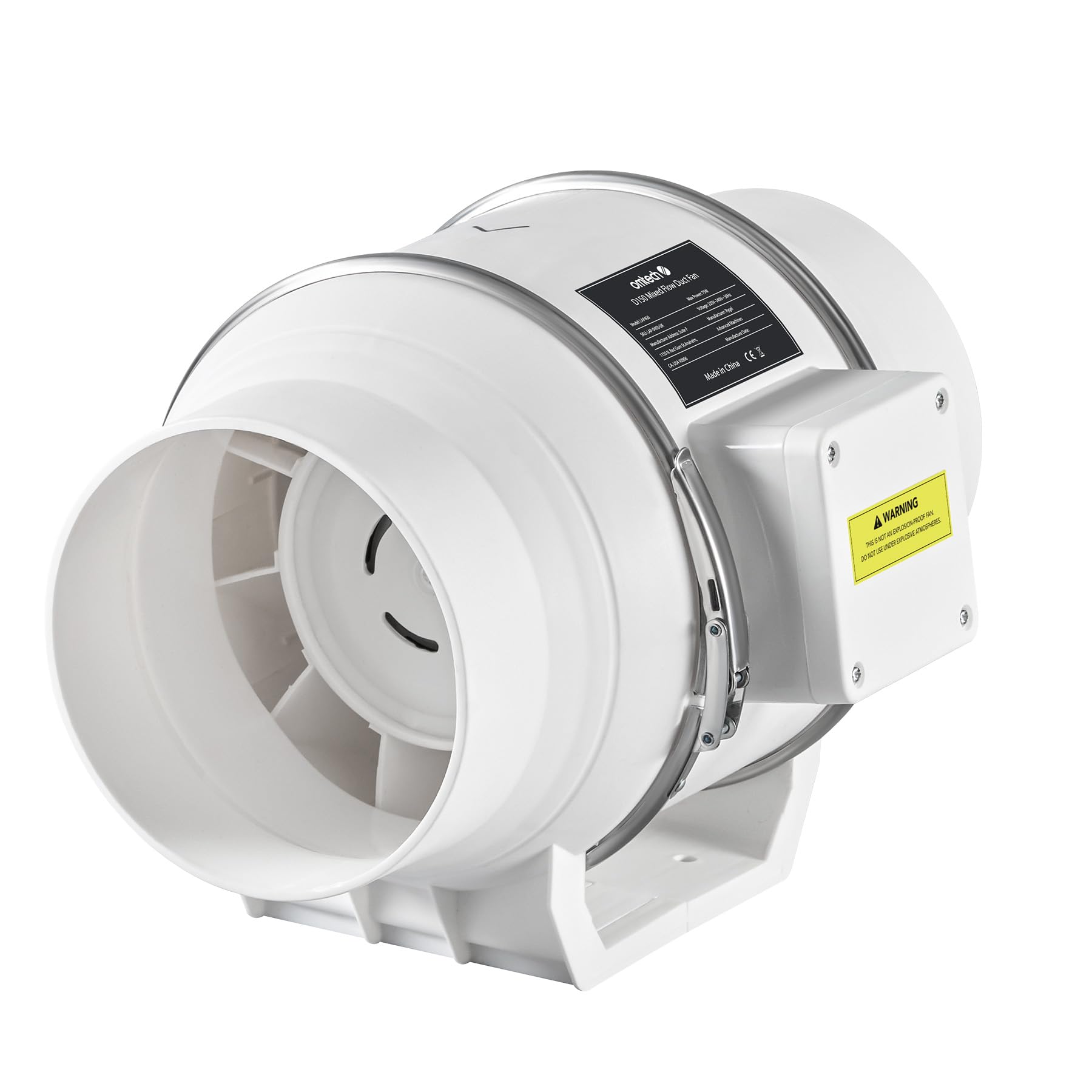 OMTech 6 Inch 150 mm Inline Duct Fan, 318 cfm Air Duct Fan with Quiet ...