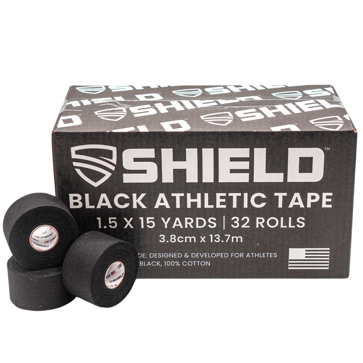 Amazon.com: SHIELD | 32 Pack Black Athletic Tape Bulk - 1.5 Inches x 15 ...
