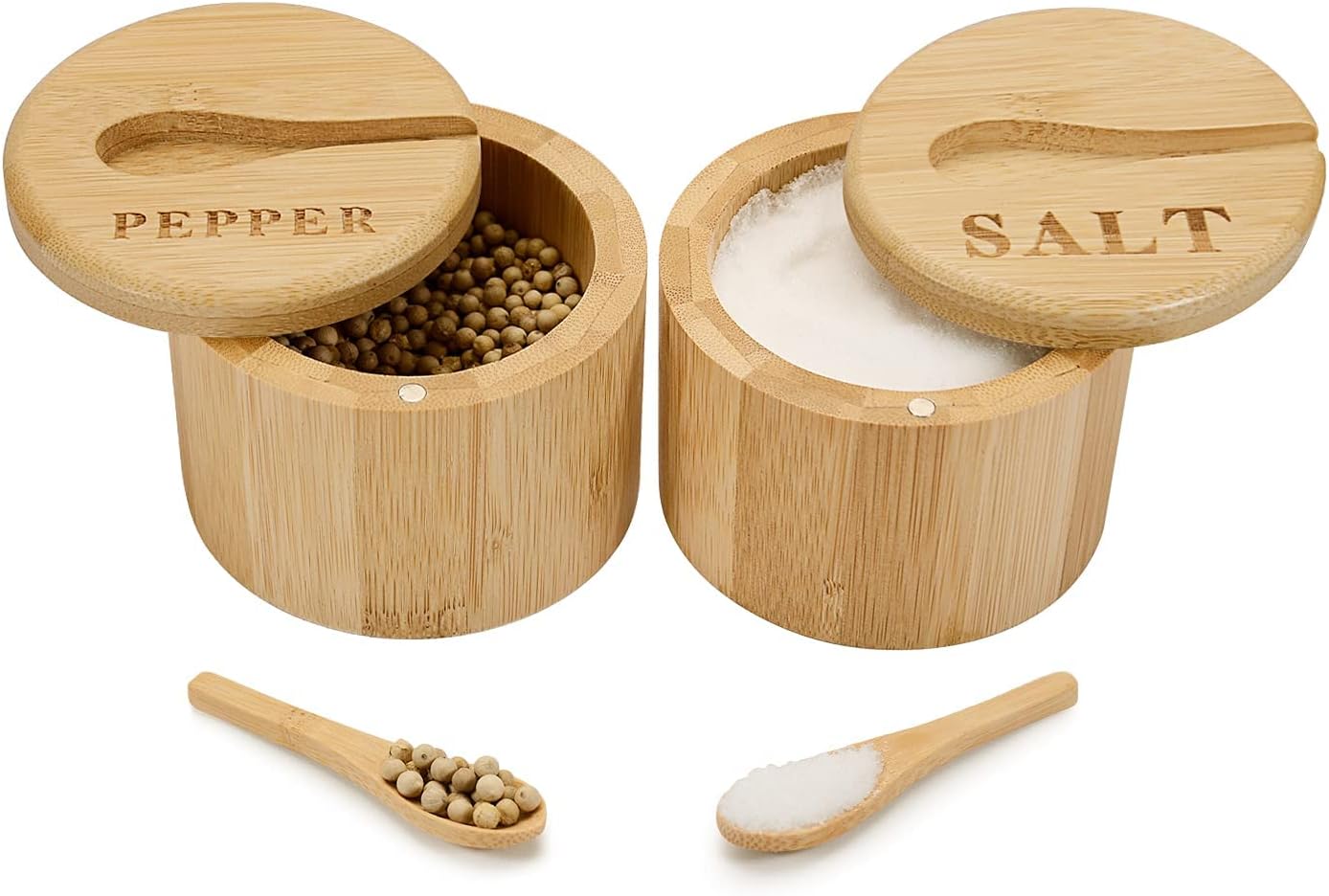 Amazon.com: YIXIValley 2pcs Bamboo Salt and Pepper Bowls, Cellar with ...
