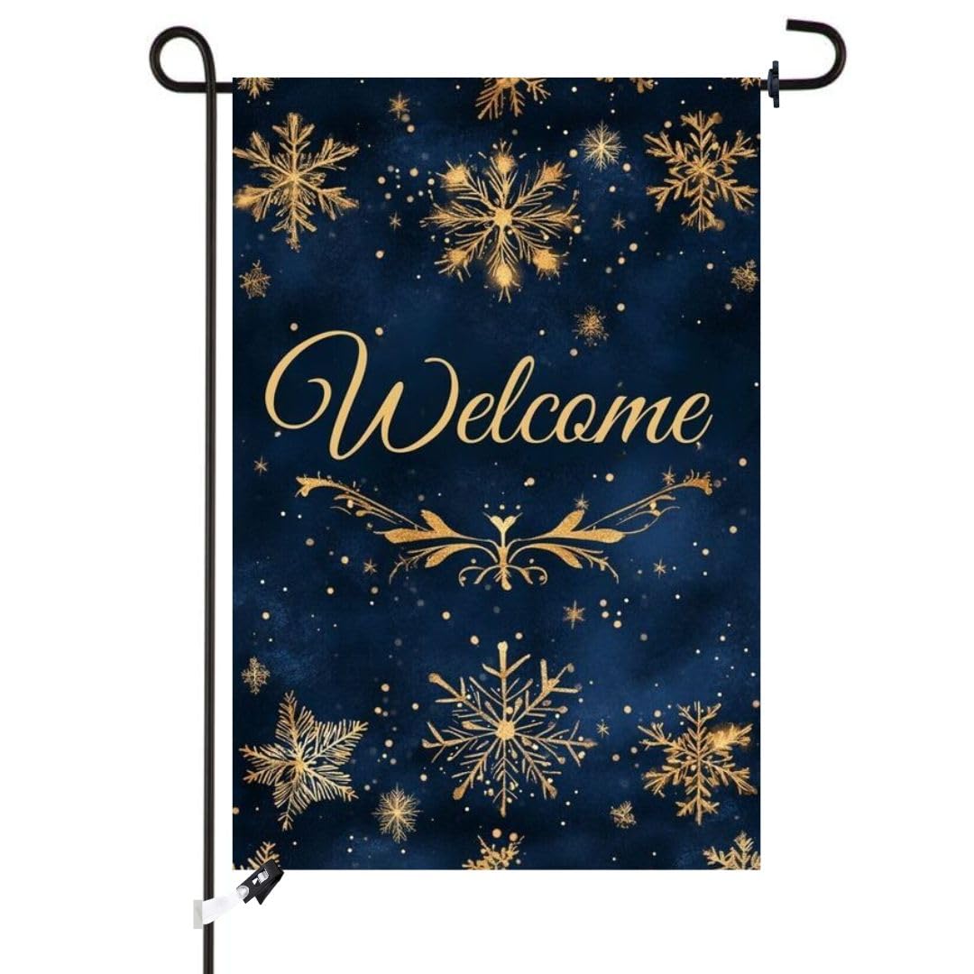 Amazon.com : Welcome Winter Garden Flag - Double-Sided 12 x 18 Burlap ...