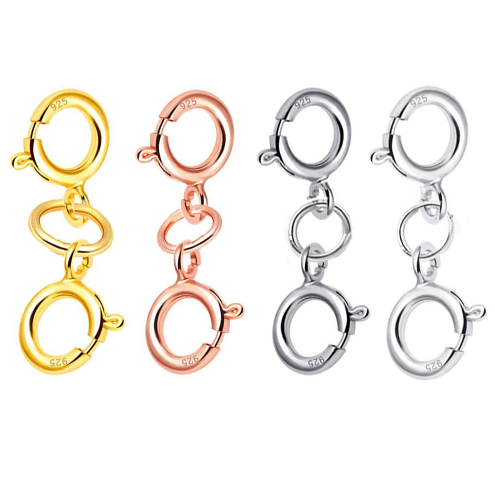 Amazon.com: Harewu 4 Pcs 925 Sterling Silver Necklace Clasps Double ...