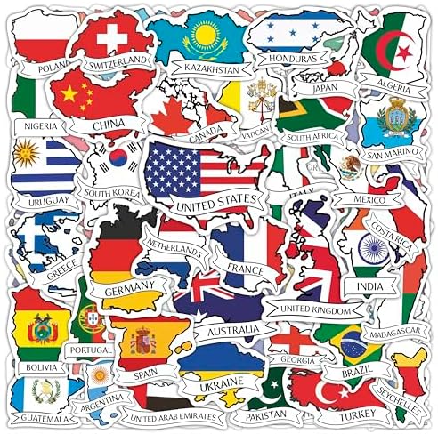 Amazon.com: Small Country Flag Stickers for Luggage - World Flags ...