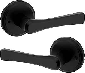 Weiser Katella Matte Black Door Handle, Reversible Privacy Lever ...