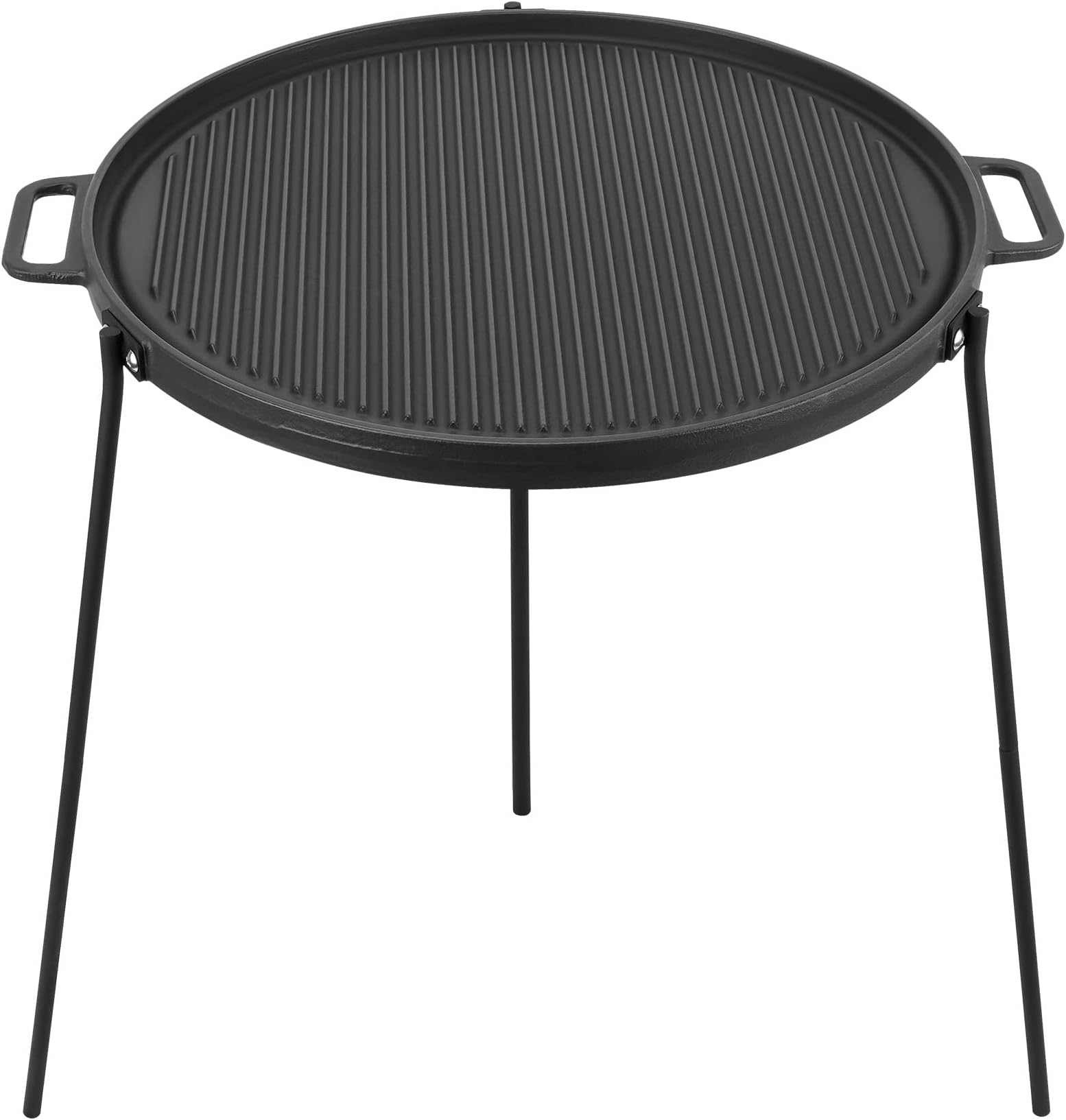 Onlyfire 18" Cast Iron Campfire Griddle with Handles, Double Sided ...