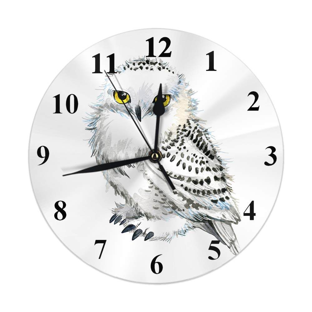 Amazon.com: HGOD DESIGNS Owl Round Wall Clock,Cute Watercolor Animal ...