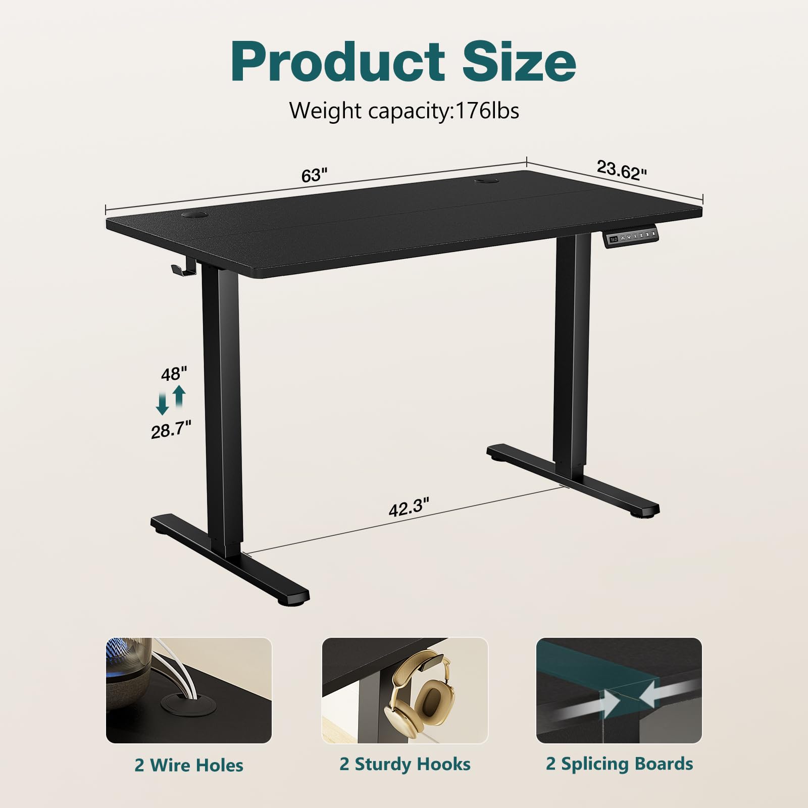 Snapklik.com : Standing Desk, Adjustable Height Electric Sit Stand Up ...