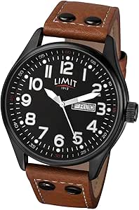 Limit Pilot Men's Quartz Watch with Black Dial Analogue Display and ...