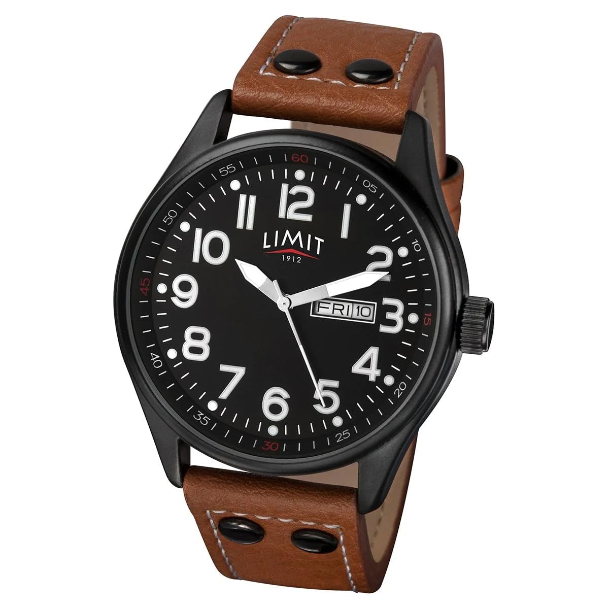 Limit Pilot Men's Quartz Watch with Black Dial Analogue Display and ...