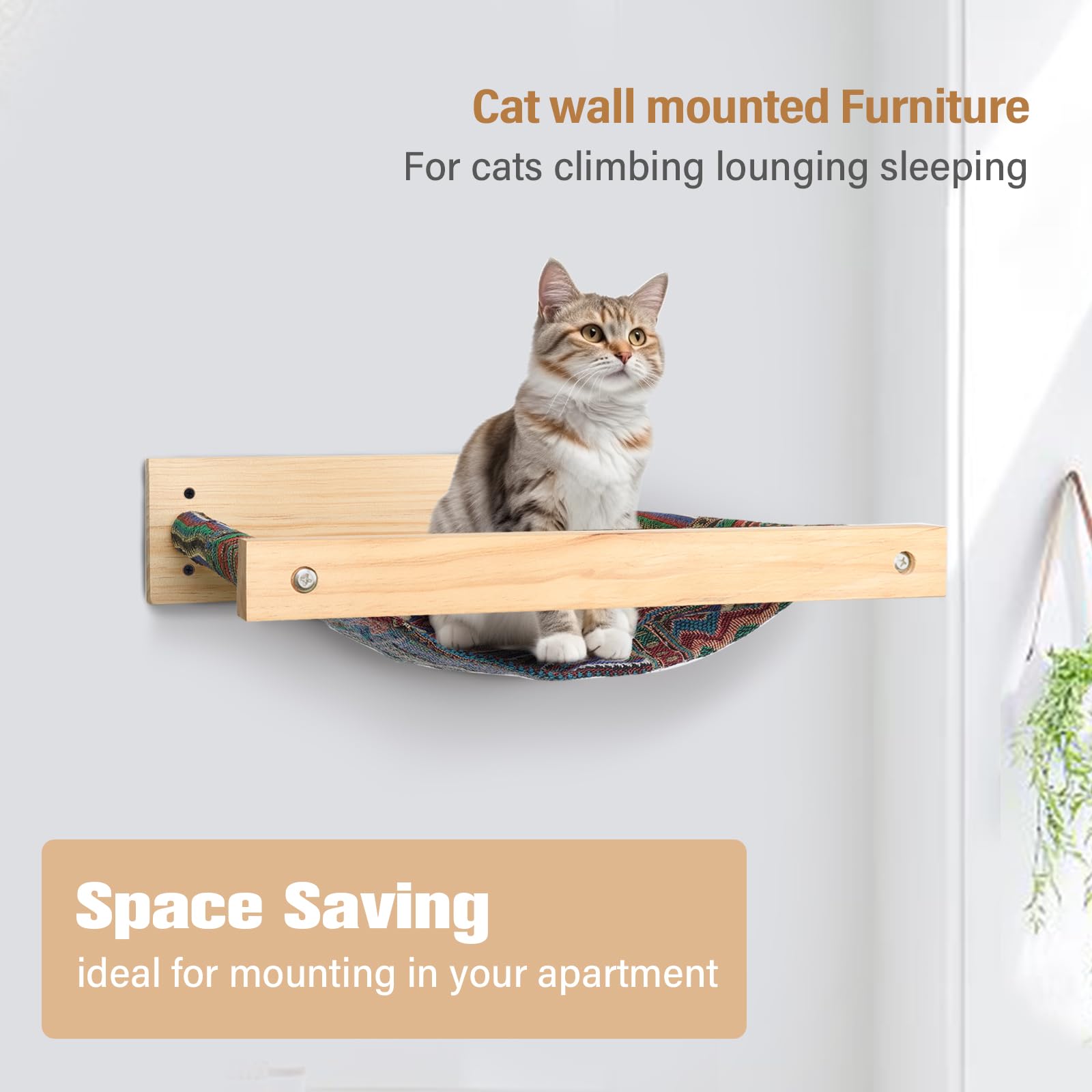 Cat Shelves Wall Mounted Wood Cat Wall Furniture Set For Indoor Cats ...