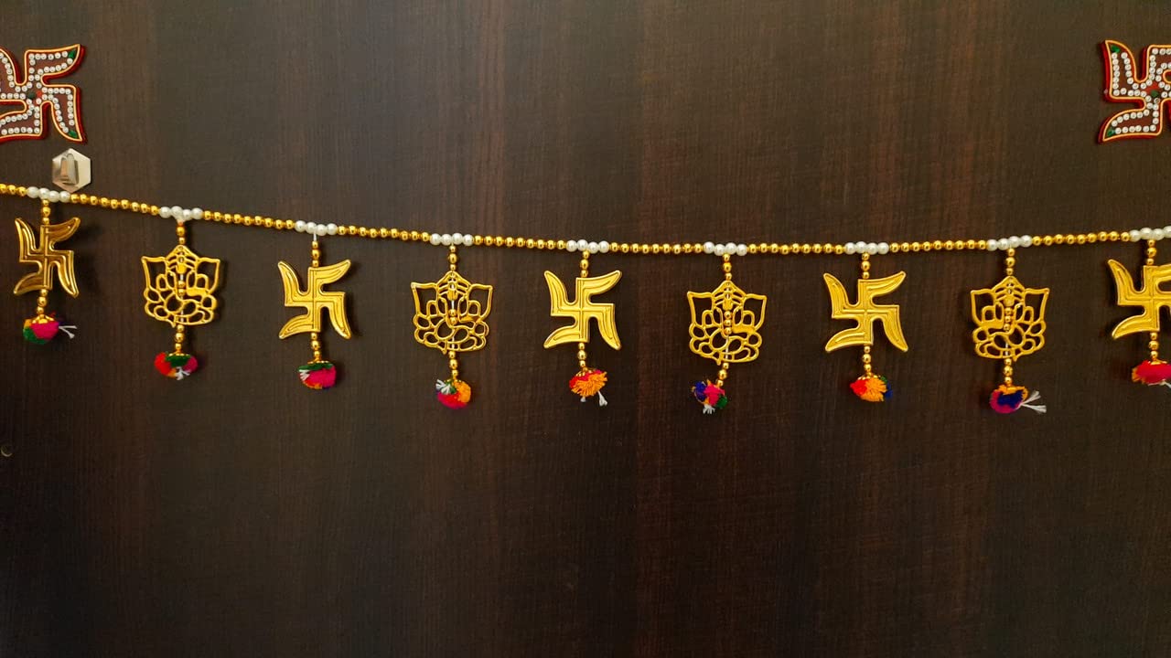 Buy Izone Store Golden Ganesha and Swastik Toran for Main Door Size 3 ...