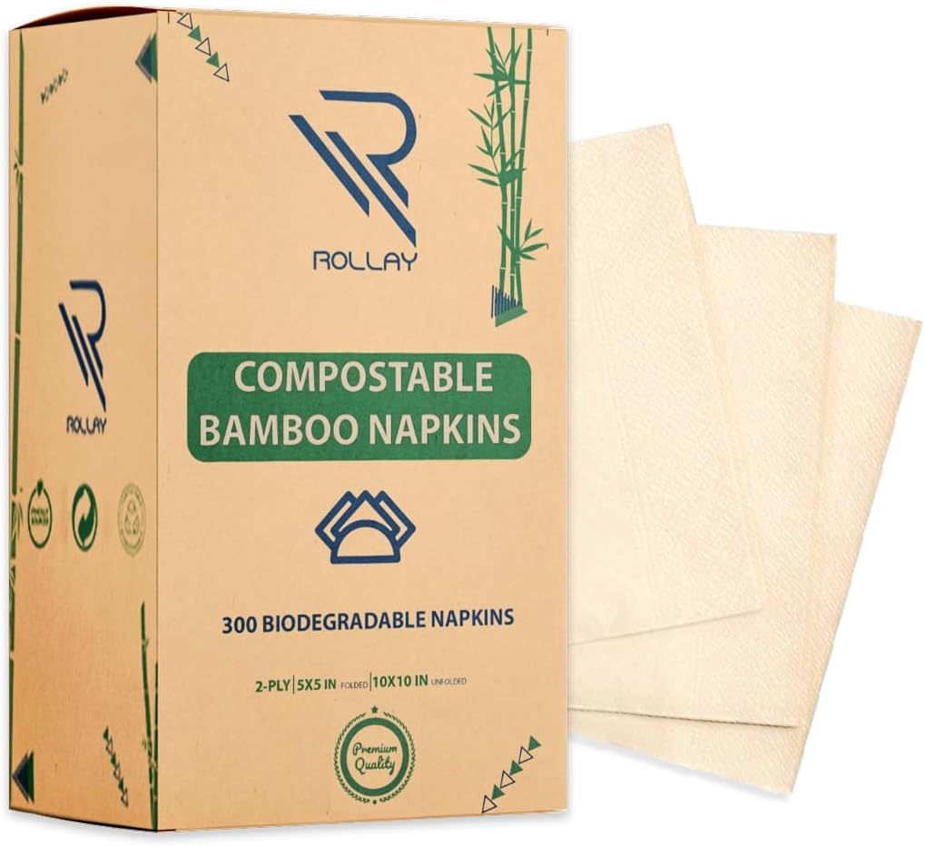 Amazon.com: Rollay 300 Bamboo Cocktail Napkins - 2-Ply Eco-friendly ...