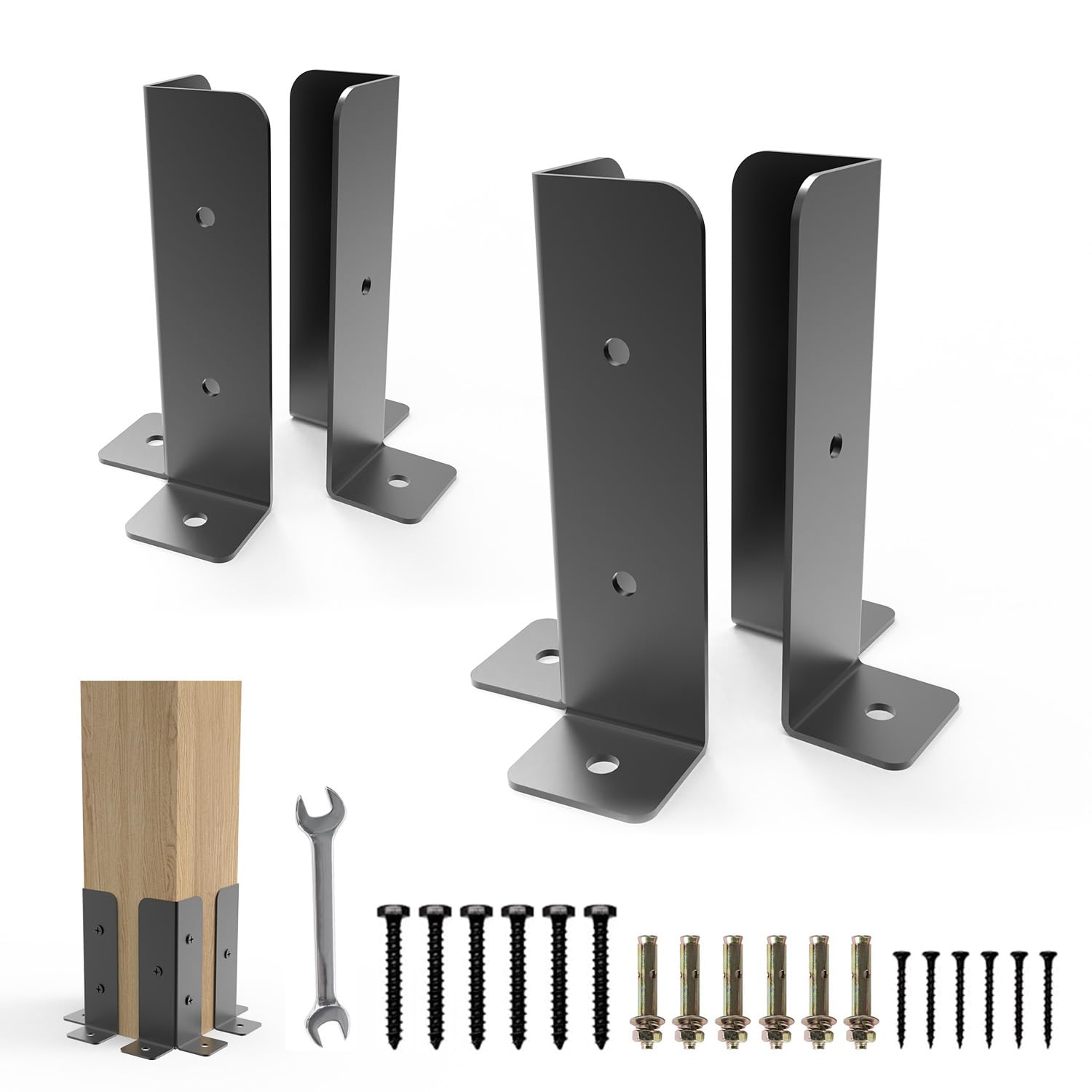 MissYolo 4 Pack Adjustable Post Base Bracket for Pergola, Mailbox Post ...