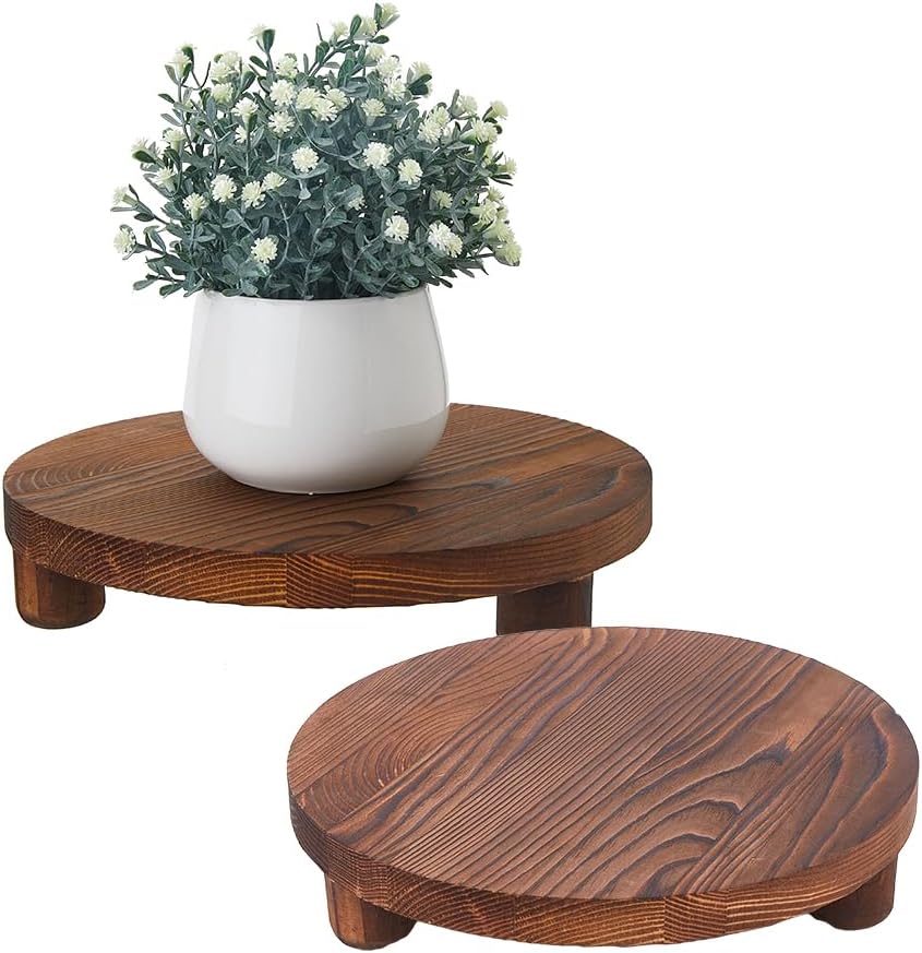 Amazon.com: DICOSMETIC Round Wood Riser Wood 10" Farmhouse Pedestal ...