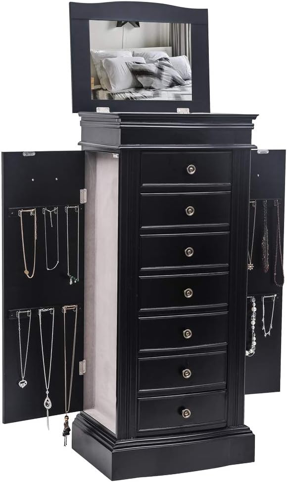 Amazon.com: Large Standing Jewelry Armoire Storage Chest ,Standing ...