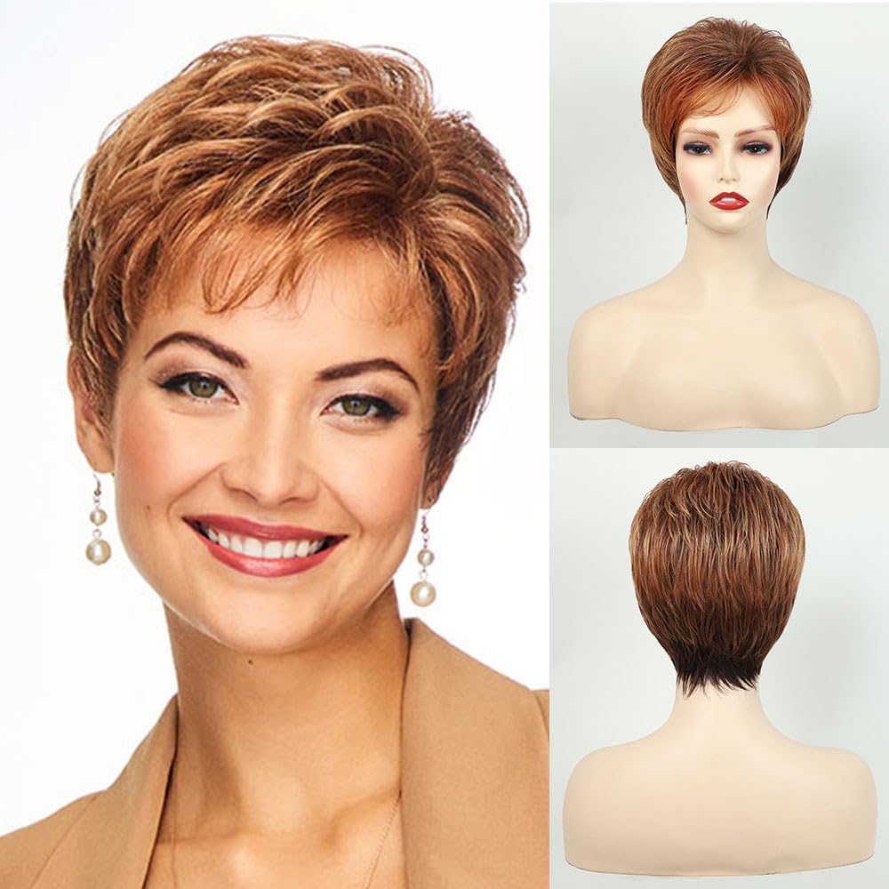 Amazon.com : Elixano Short Straight Pixie Cut Wigs Human Hair for Women ...