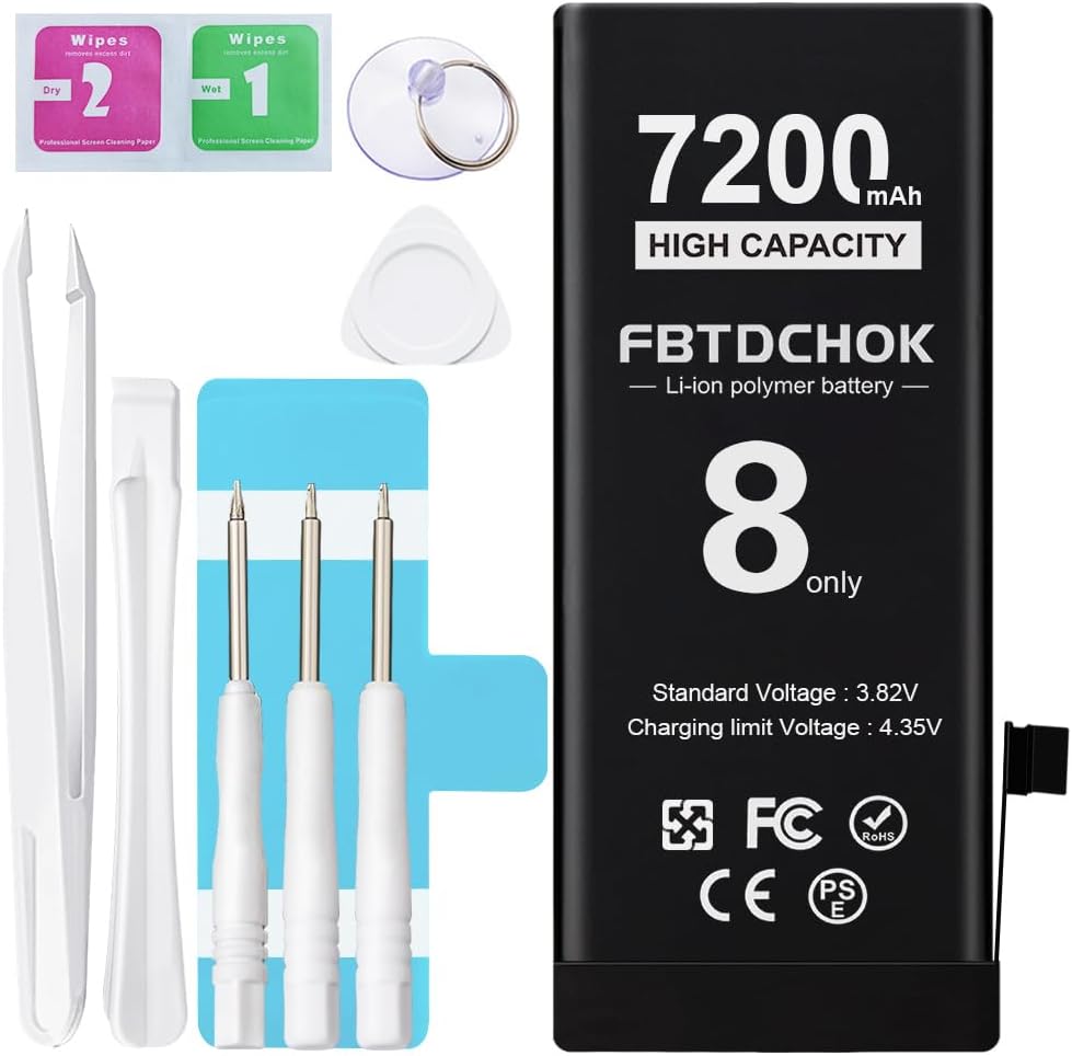 Amazon.com: FBTDCHOK 7200mAh Upgraded Battery Compatible with iPhone 8 ...