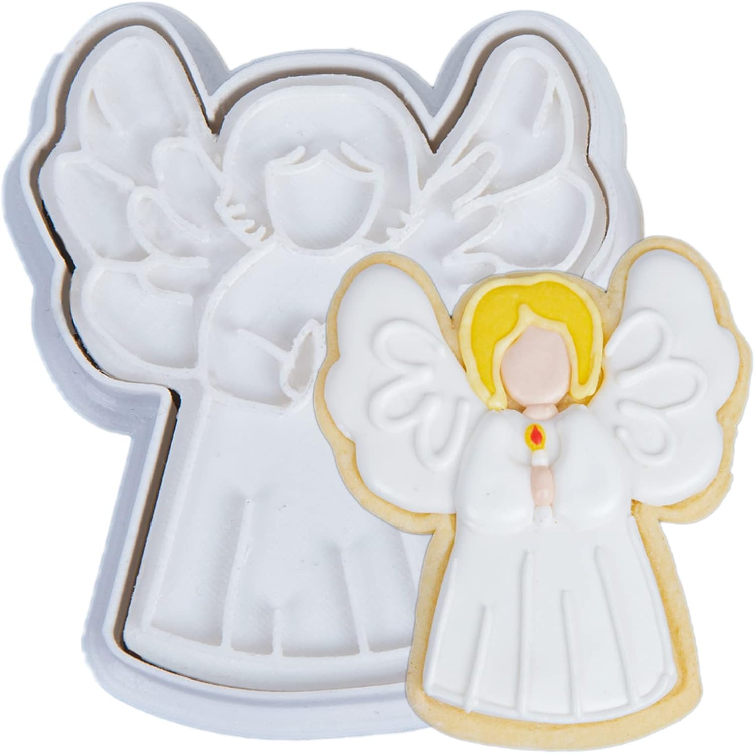 Amazon.com: Flycalf Angel Cookie Cutters Christmas with Plunger Stamps ...