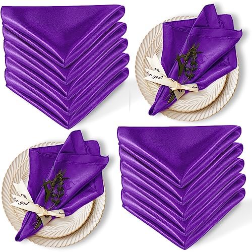 Amazon.com: Cobedzy 12 Pack Satin Table Cloth Napkins, 17x17 Inch ...