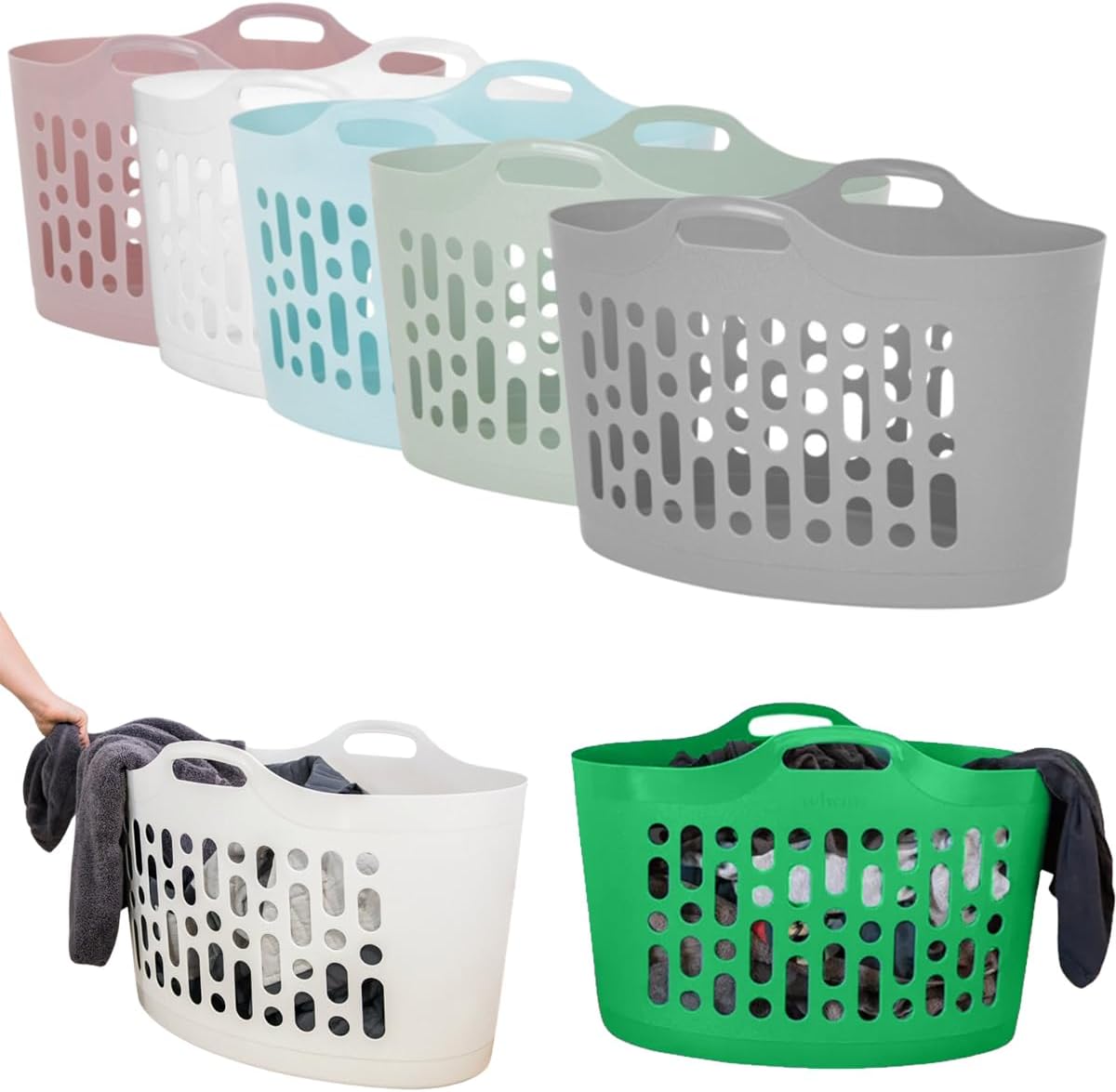 AHS - 50L Flexi Basket - Laundry Basket - Plastic Flexible Tub ...