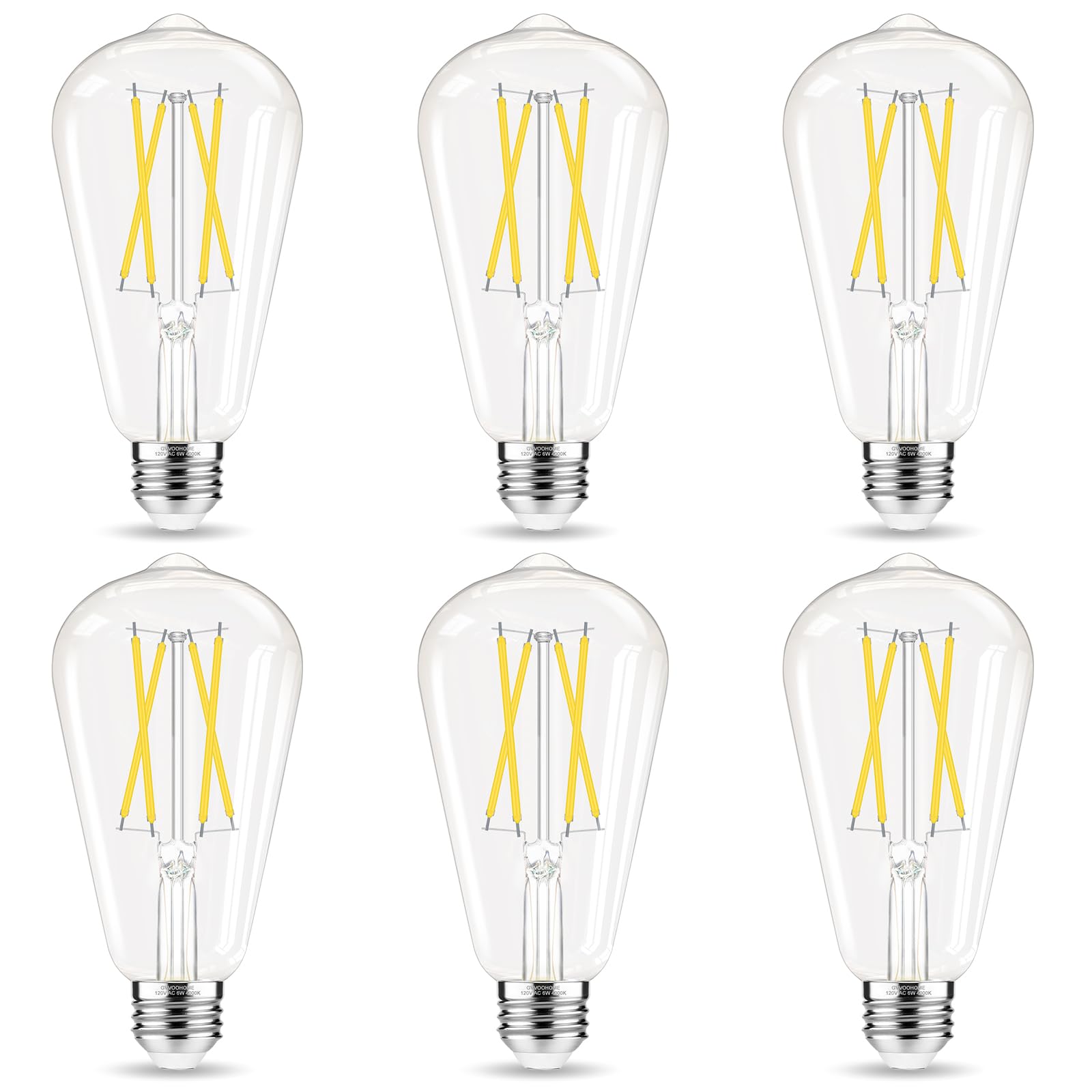 GvvooHome LED Edison Bulbs, E26 Bulb 60 watt Non-Dimmable, Cool White ...