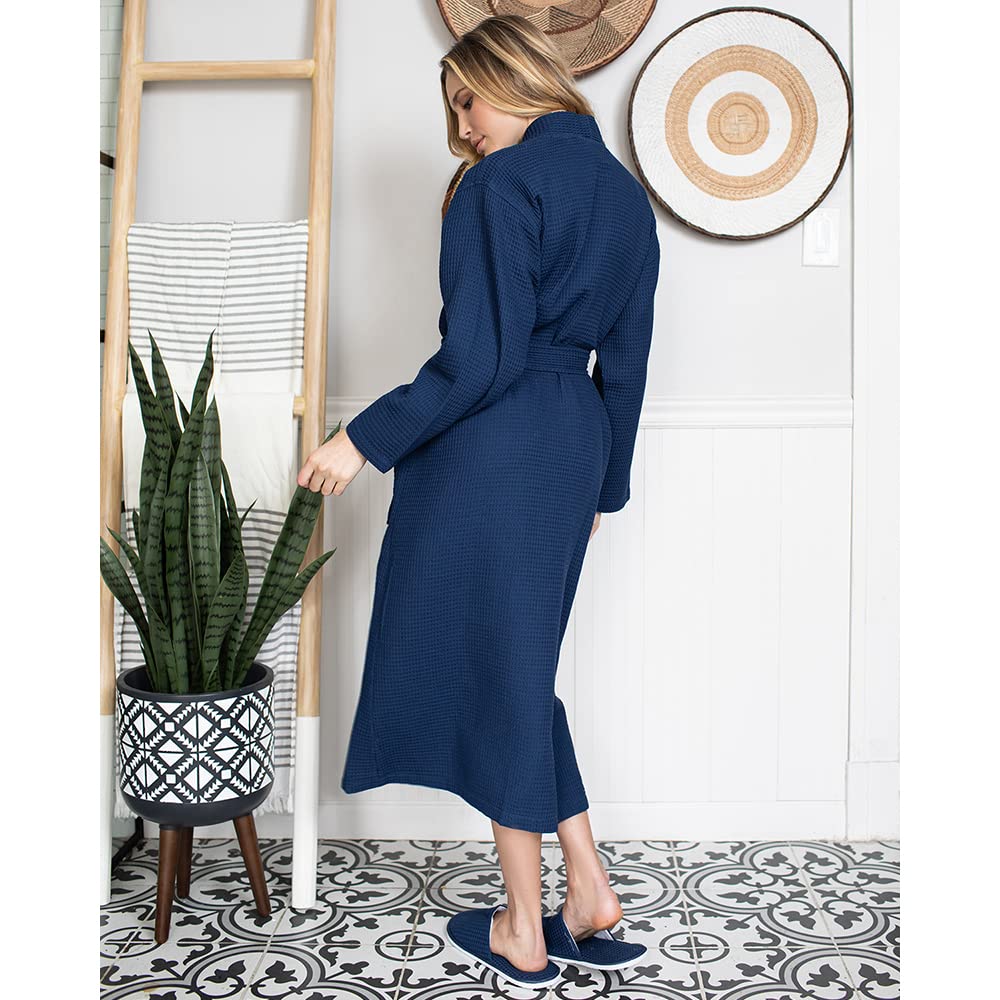 Snapklik.com : Lotus Linen Womens Lightweight Waffle Weave Robes- Long ...
