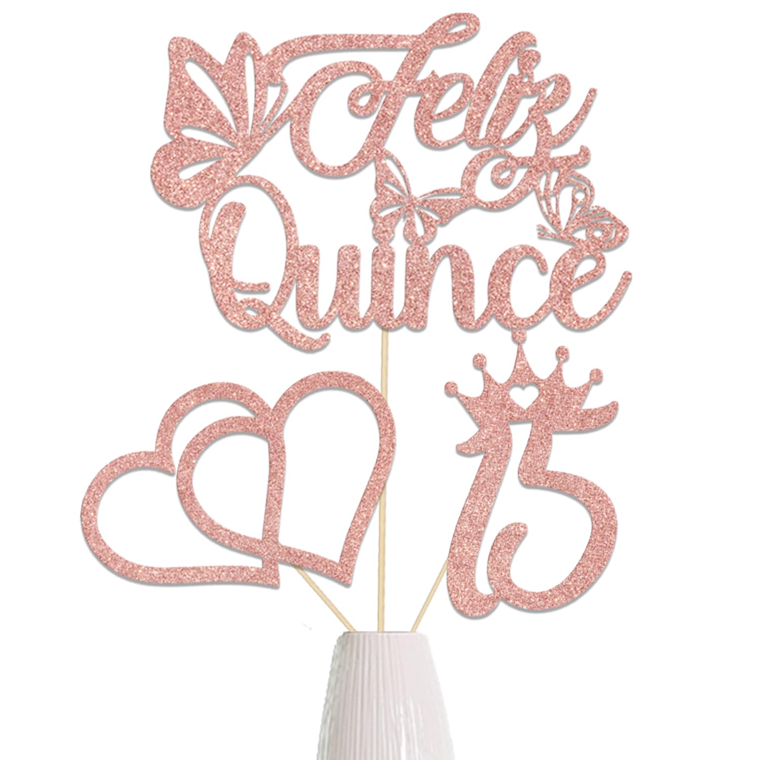 Snapklik.com : 12Pcs Feliz Quince Centerpiece Sticks 15 Birthday ...