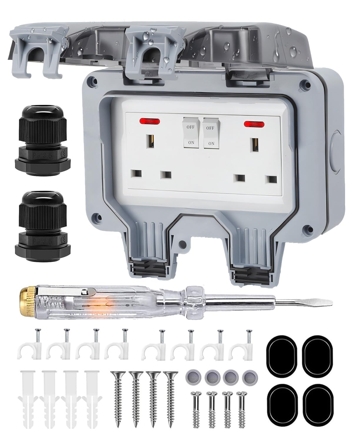 Outdoor Socket Waterproof, Outdoor Plug Sockets Waterproof, IP66 ...