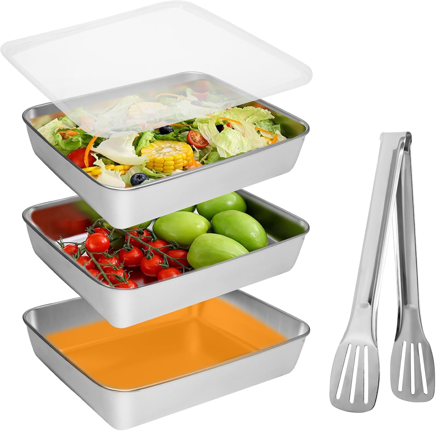 Amazon.com | Zorfeter 3 Set Stainless Steel Breading Trays, Dust Proof ...
