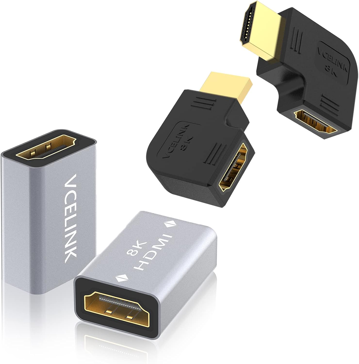 Amazon.com: VCELINK 2-Pack 8K HDMI Coupler Female to Female Bundle with 2-Pack 8K Flat HDMI 90 ...