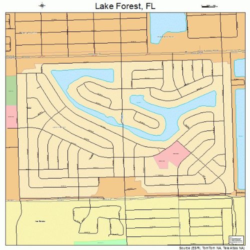 Large Street & Road Map of Lake Forest, Florida FL - Printed poster ...