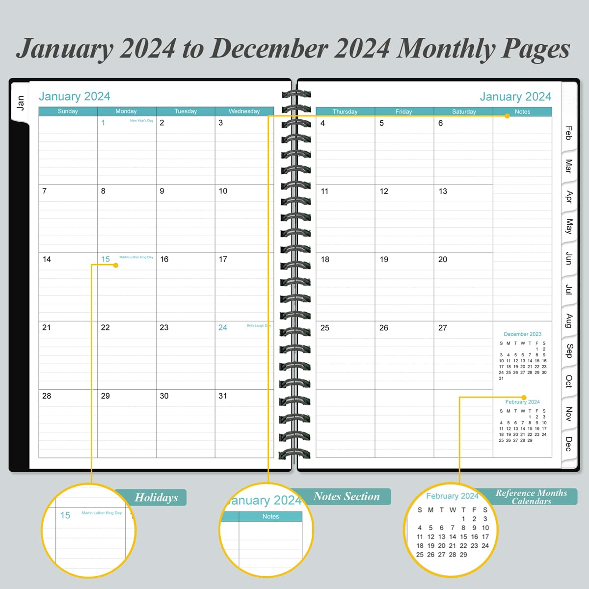 Snapklik.com : 2024 Daily & Monthly Planner, One Page Per Day, Daily ...