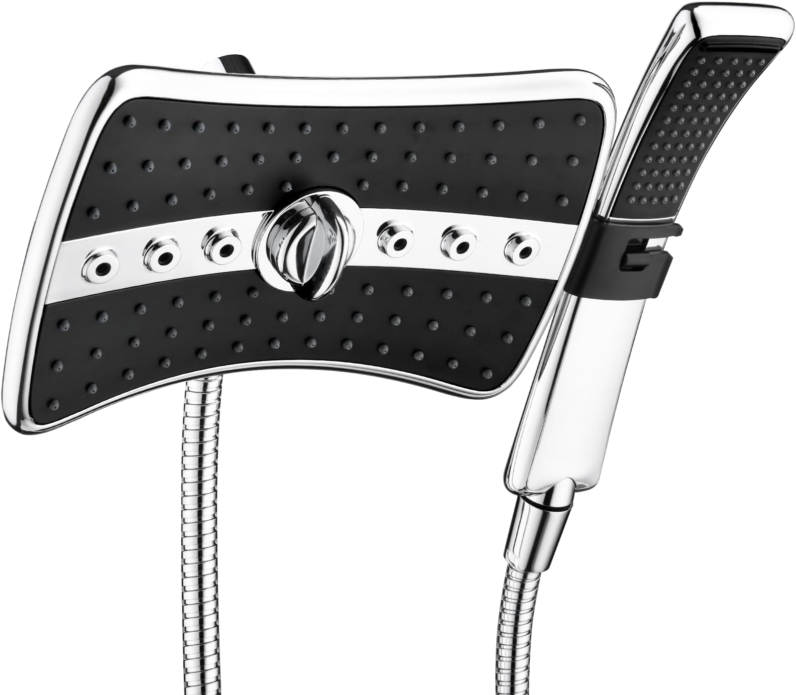 Shower Head, 8‘’ High Pressure Rainfall/Handheld Shower Combo with 11'' Extension Arm, 9 ...