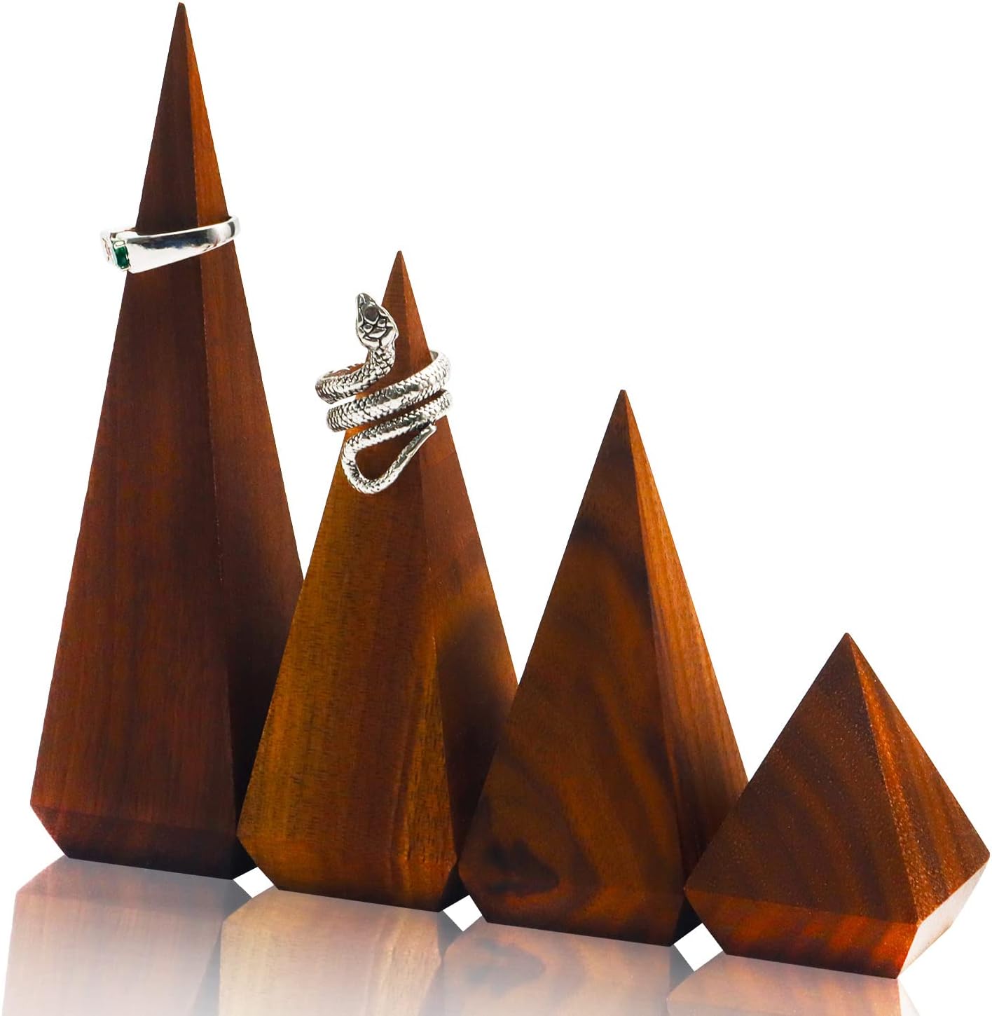 Amazon.com: 4 Pcs Walnut Wood Ring Display Stand Cone Tapered Ring ...