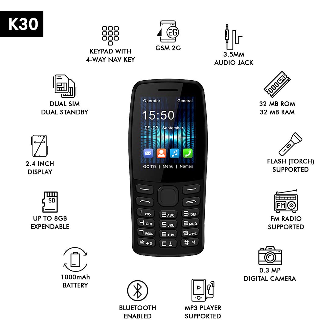 Buy IKall K30 Dual Sim Feature Phones Online @ ₹999 from ShopClues