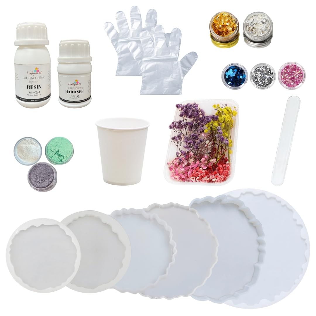 ICRAFTYWORLD 26 Pcs DIY Epoxy Resin Art Kit with Moulds Agate Coaster ...