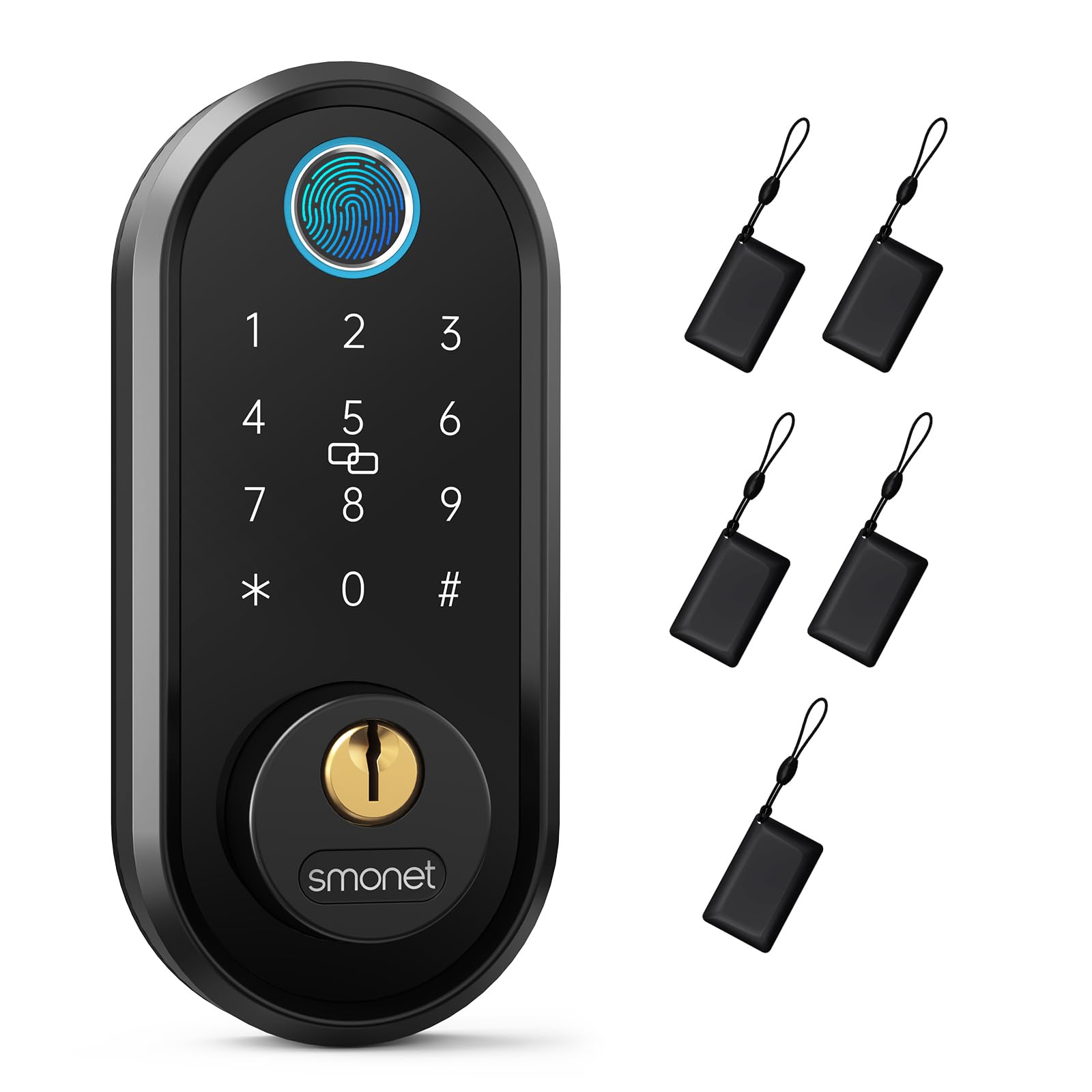 Smart Lock, SMONET Fingerprint Door Lock Smart Deadbolt Keyless Entry ...