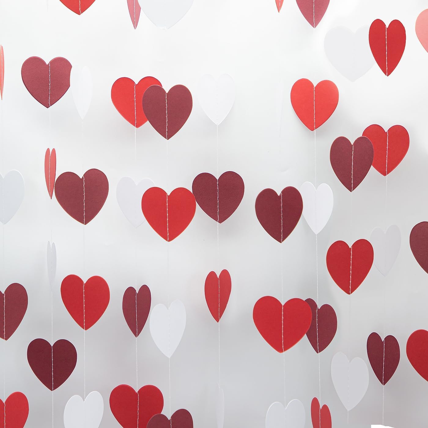Amazon.com: White Burgundy Red Party Decorations – 52Ft Paper Heart ...