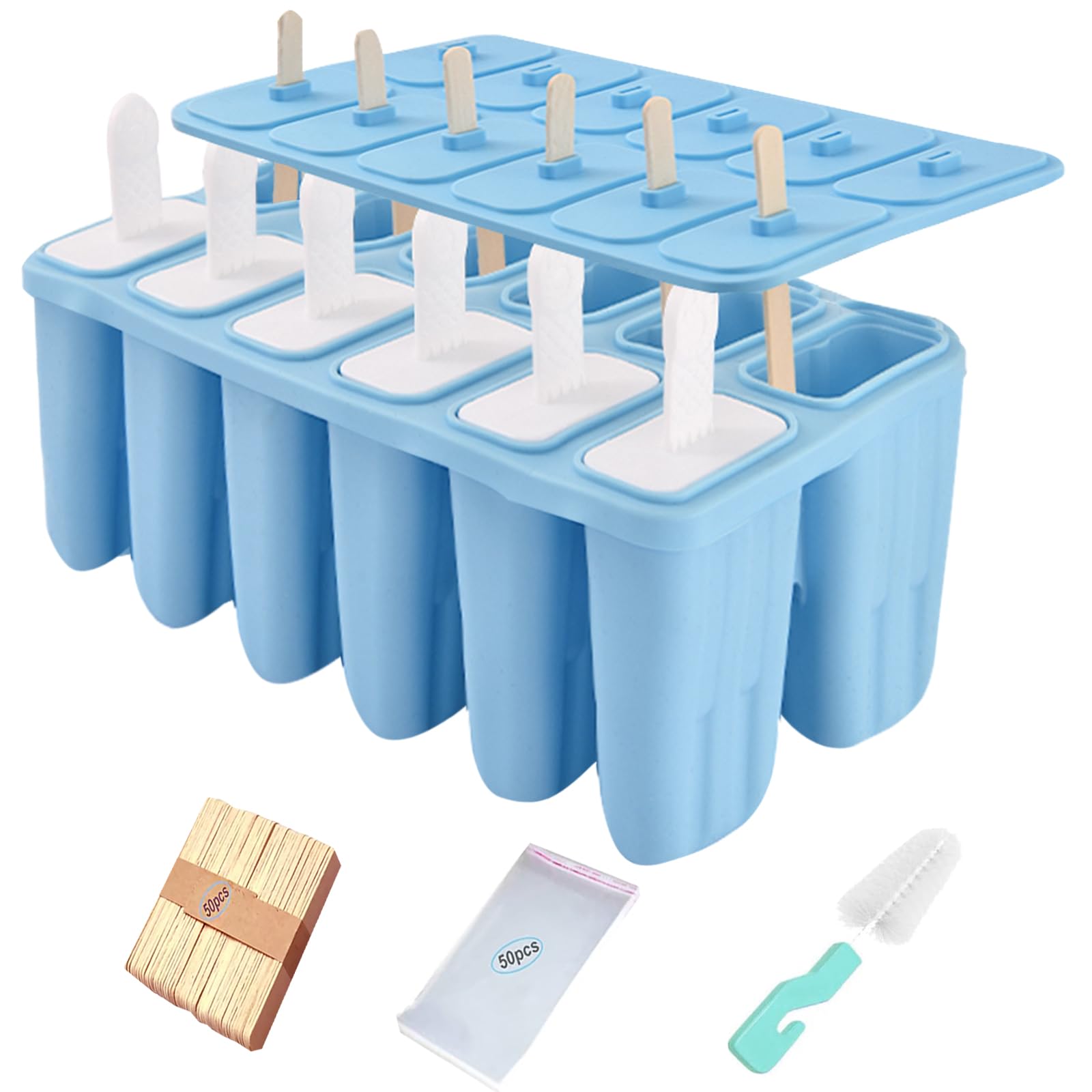 Amazon.com: Silicone Popsicle Molds with Sticks Wpunwen 12 Cavity Ice ...