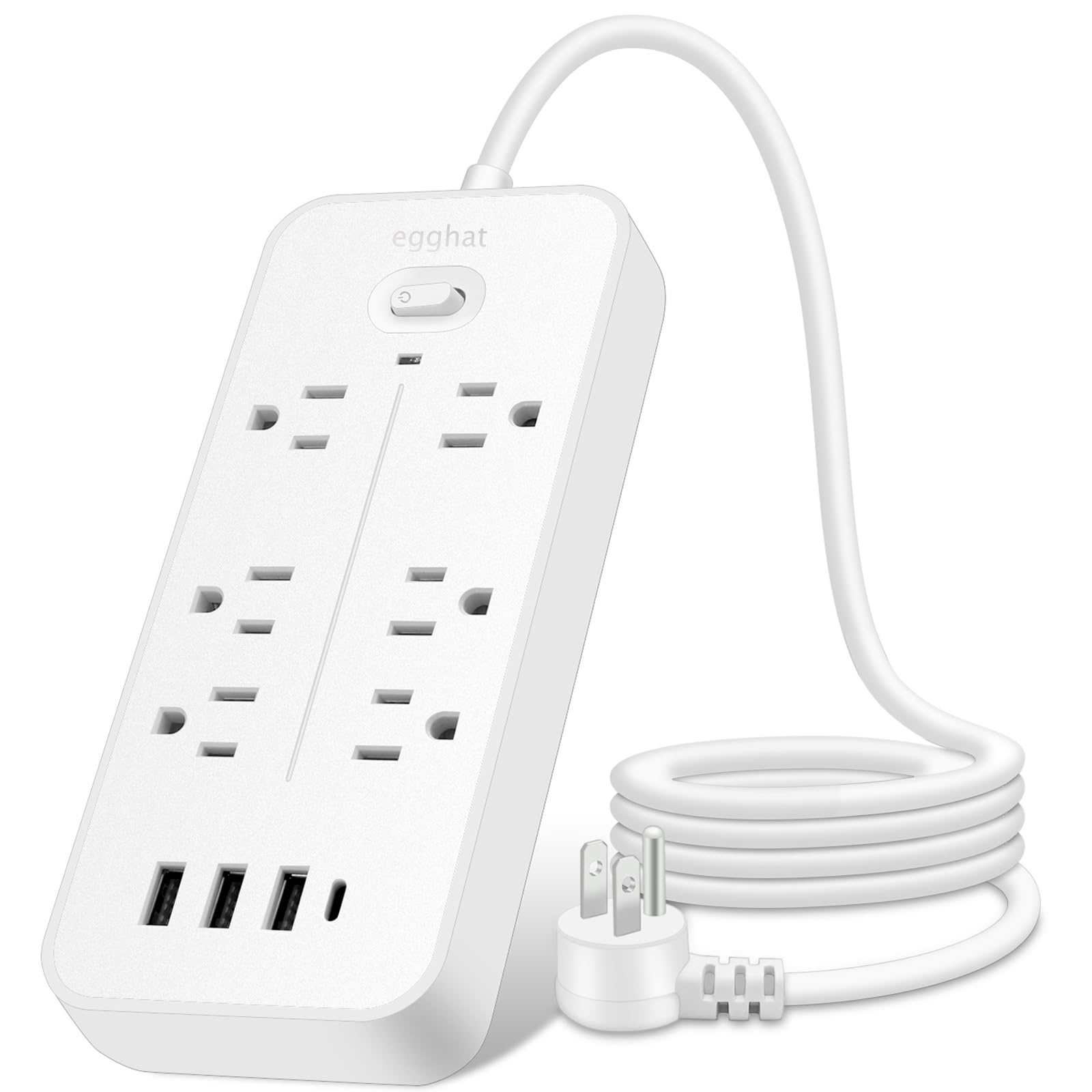 Amazon.com: egghat Surge Protector Power Strip 6 Widely Outlets 3 USB & 1 USB-C Port, 3.9 FT ...