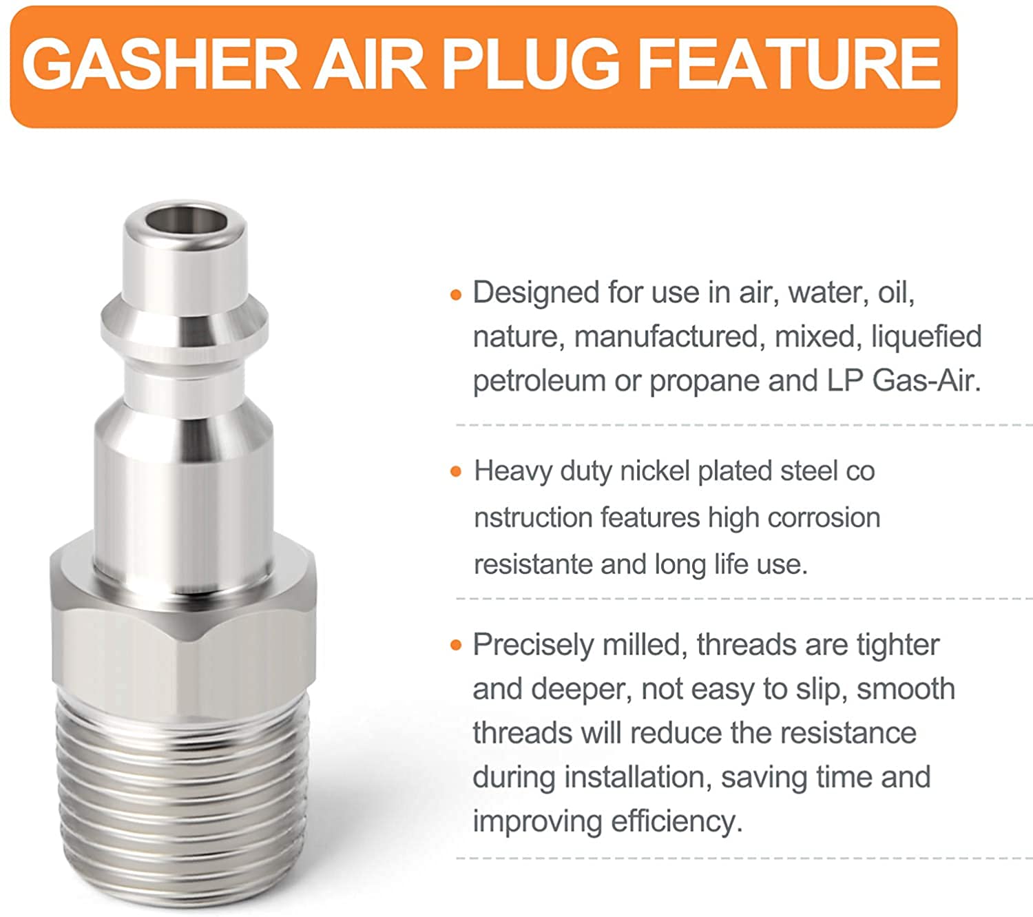 Snapklik.com : GASHER 3/8-Inch NPT Male Industrial Air Plug,1/4-Inch ...