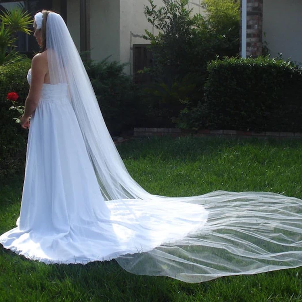 Long Wedding Veil Unsutuo Cathedral Wedding Veil - 1 Tier Lace Long ...
