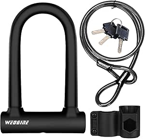 Amazon.com : Bike U Lock with 5ft Security Cable 17mm Shackle, Bike Lock with 3 Keys and ...