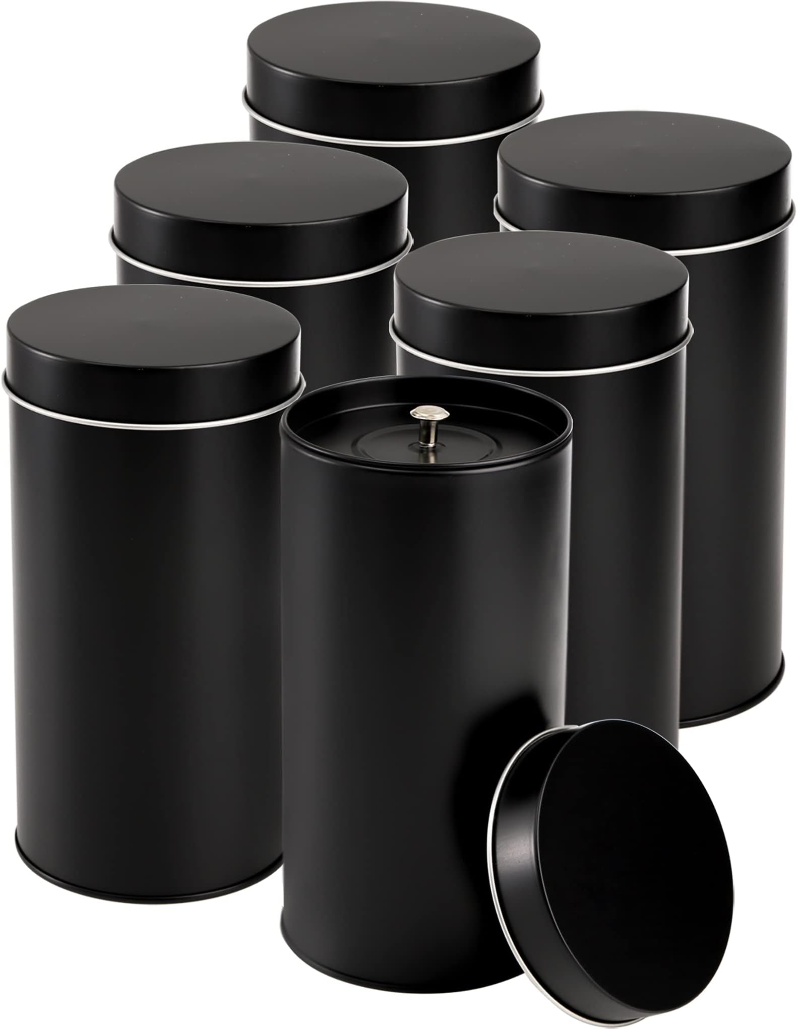 Amazon.com: Cornucopia Double Seal Tea Canisters (6-Pack); Black Metal ...