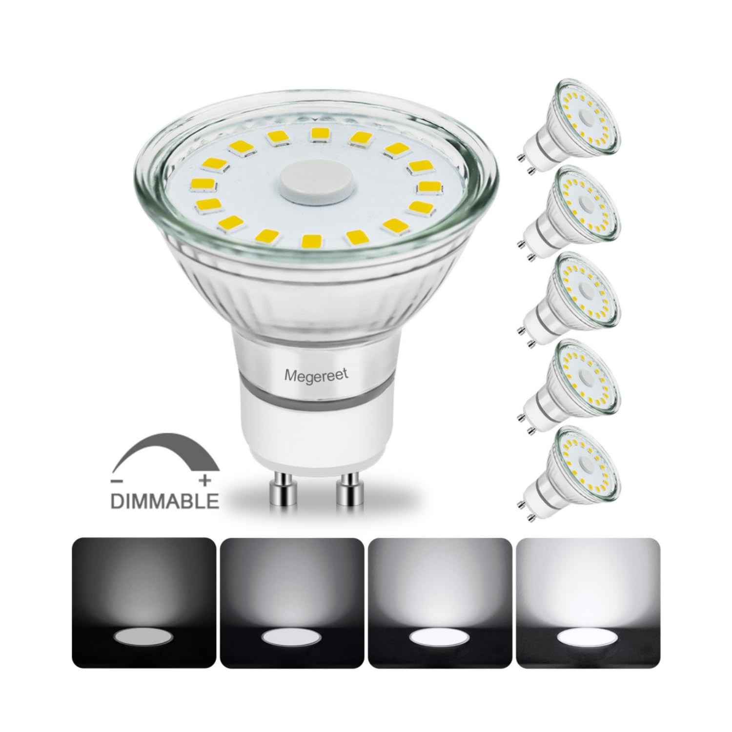 GU10 LED Bulbs Dimmable,50 Watt Halogen Equivalent, Daylight White ...