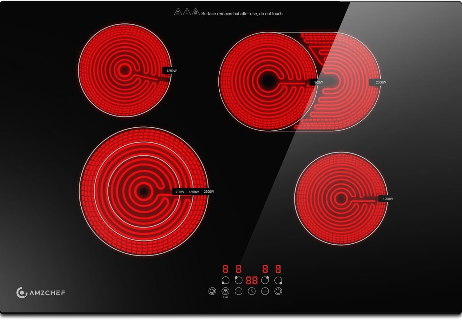 Amazon.com: AMZCHEF 30 Inch Built-in Electric Cooktop, 240V/6700W and 4 ...