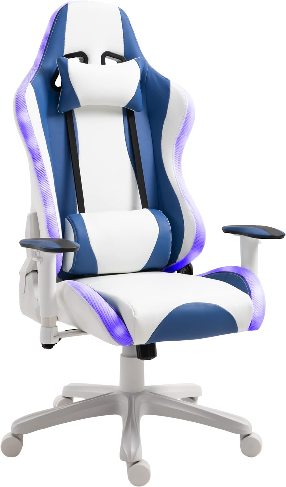 Vinsetto RGB LED Light Gaming Chair, PU Leather Thick Padding High Back ...
