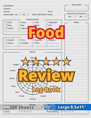 Food Review Log Book: 8.5x11" - Food Tasting Journal - Food Evaluation ...