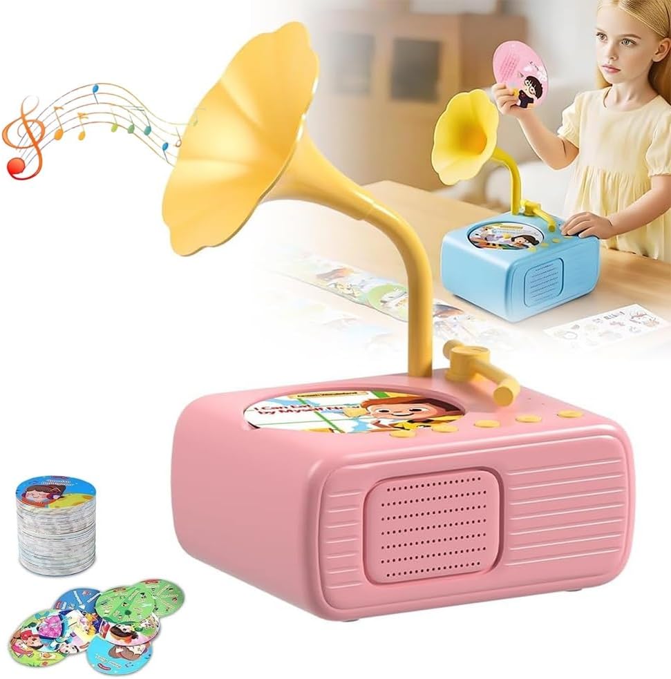Kids Phonograph with 99 Cards, Early Education Phonograph Story Machine ...